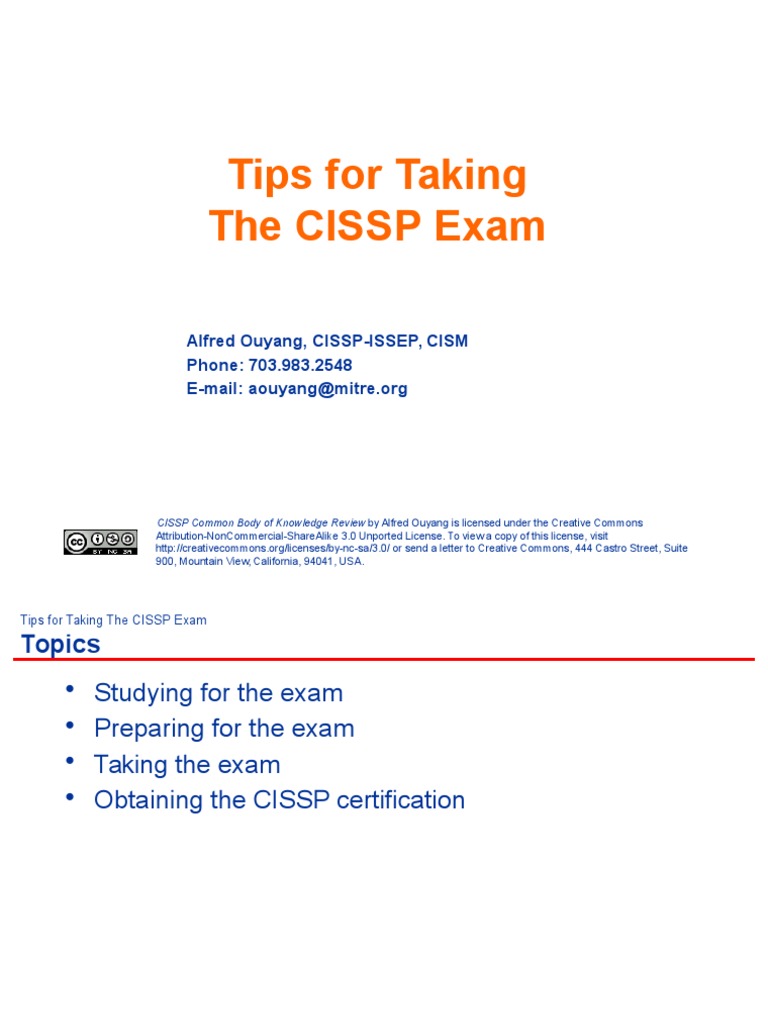 CISSP Exam Preparation Tips | PDF | Test (Assessment) | Computing And ...