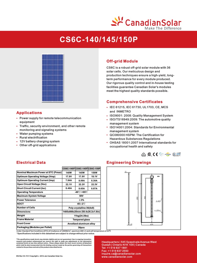 Datasheet 150w Cs6c-p en v4.11c1 | PDF
