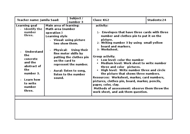 Number 3 Lesson 1 | PDF | Teaching Methods & Materials | Home & Garden