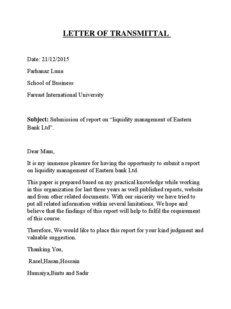 Format Of Letter Of Transmittal Letter Of Transmittal 40+ Great