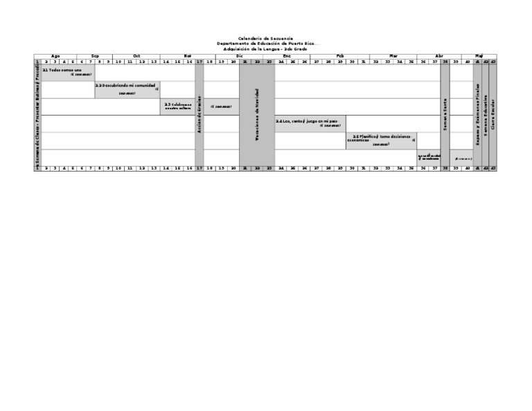 Calendario de Secuencia de Adquisicion de La Lengua 2o Grado | PDF