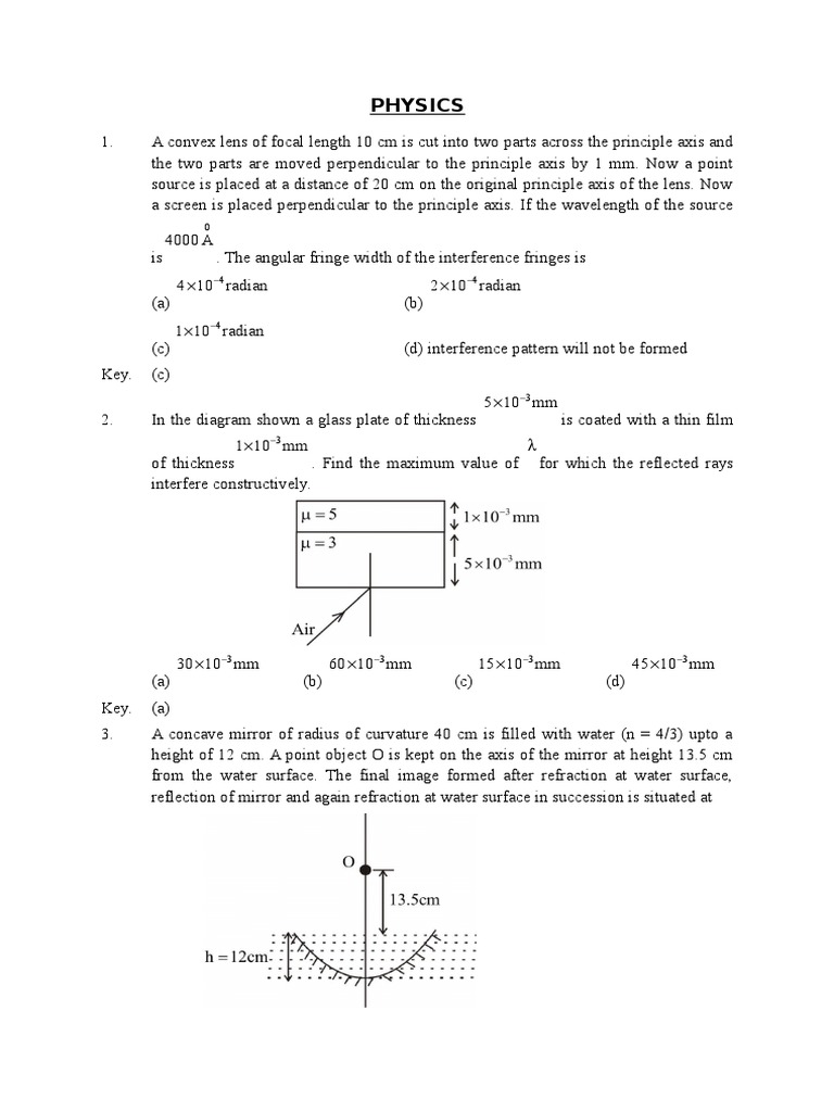 Optics Assignment | Download Free PDF | Lens (Optics) | Optics