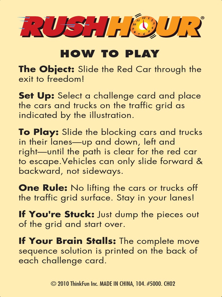How To Play: © 2010 Thinkfun Inc. Made in China, 104. #5000. Ch02 | PDF ...