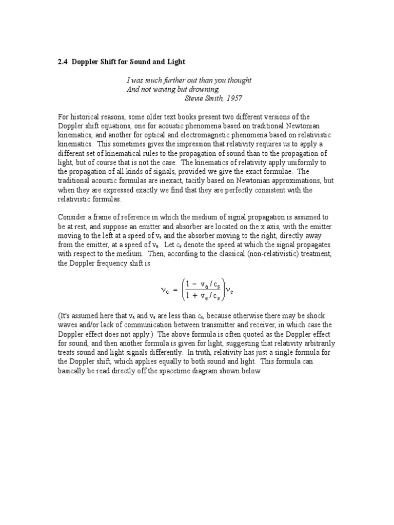 Doppler Shift | PDF | Doppler Effect | Special Relativity
