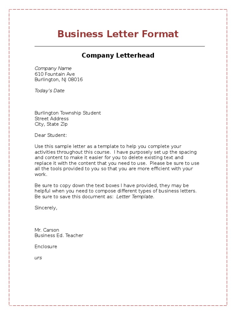 Business Letter Template 1 | PDF