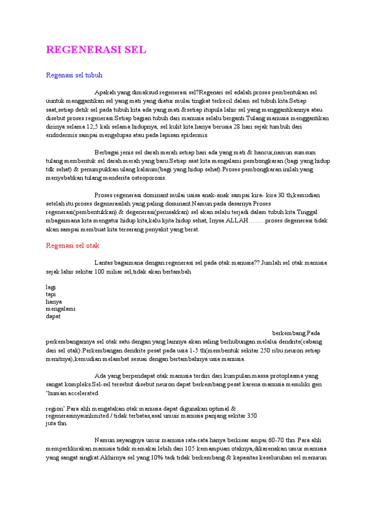 Regenerasi Sel | PDF