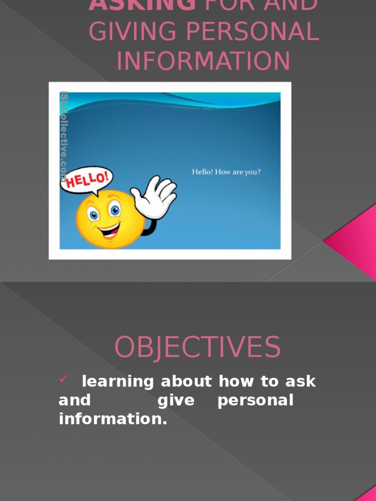 Asking and Giving Personal Information Ppt