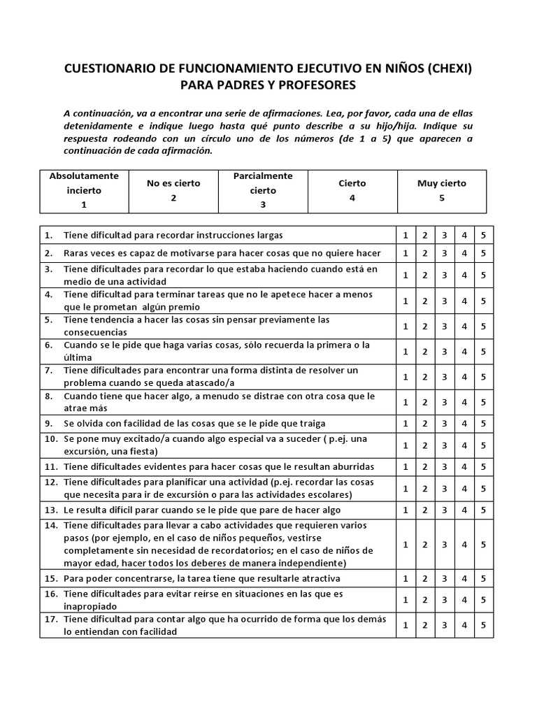 CHEXI Spanish 120816 | PDF | Sicología