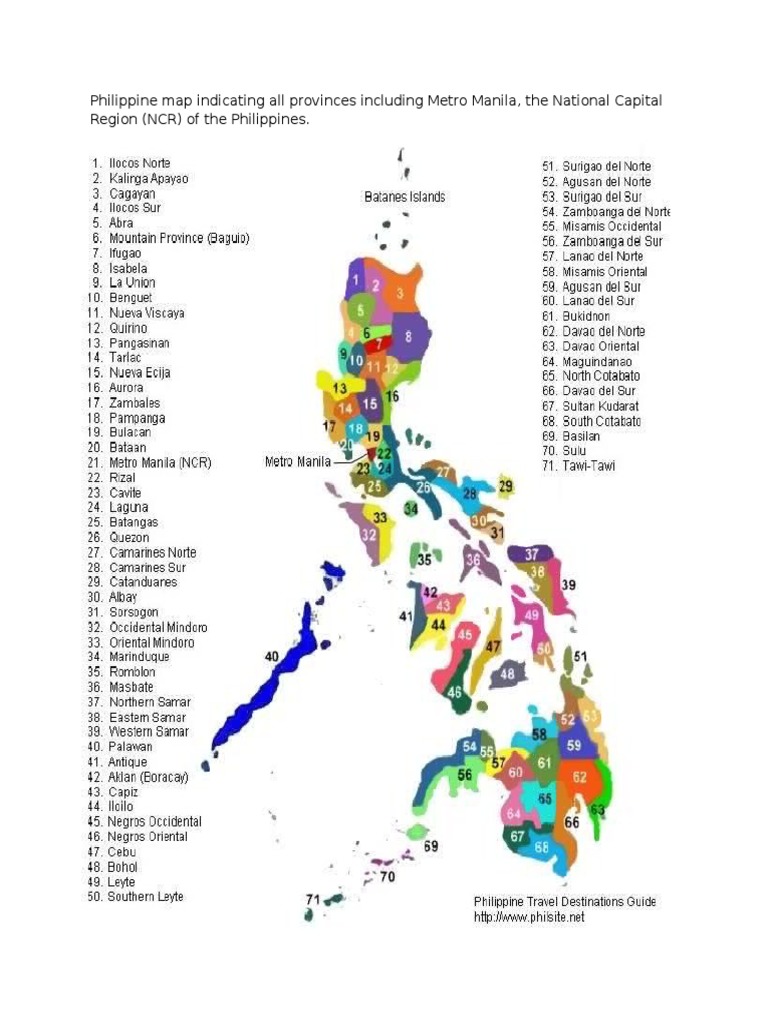 Philippine Map Indicating All Provinces Including Metro Manila, The ...