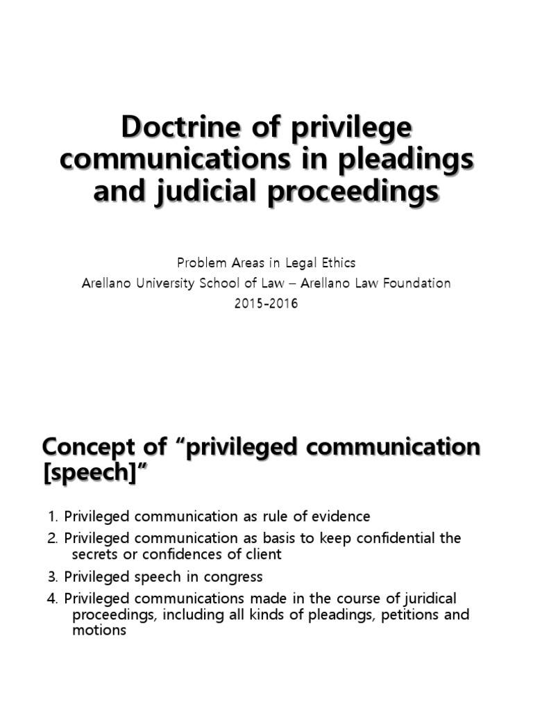 N - Doctrine of Privilege Communications in Pleadings | PDF ...