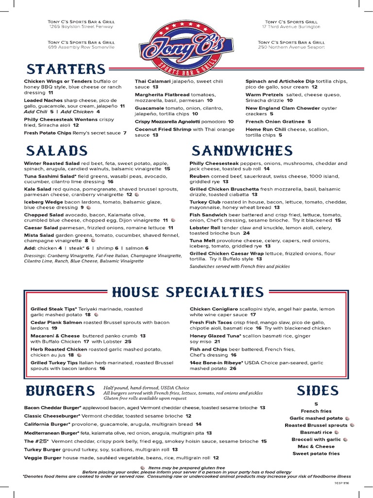 Tony Cs Seaport Dinner | PDF