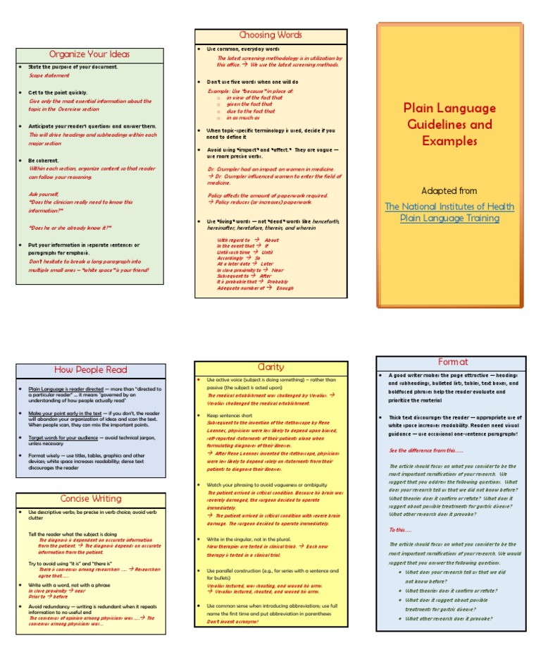Plain Language Guidelines and Examples | PDF | Plain Language | Ellipsis