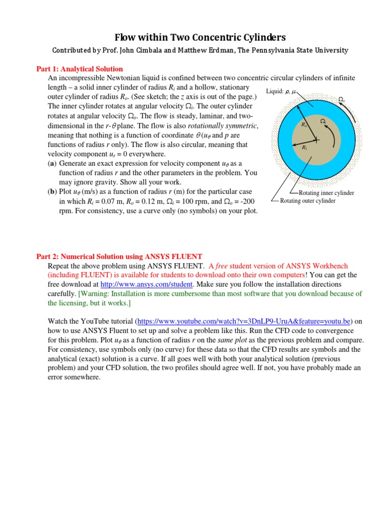 Concentric Cylinders Flow | PDF | Teaching Methods & Materials | Computers