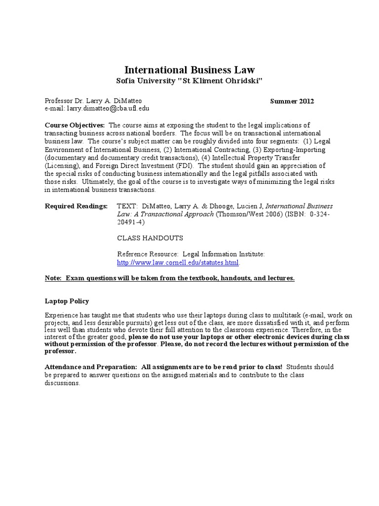 International Business Law | PDF | International Business | Academic ...