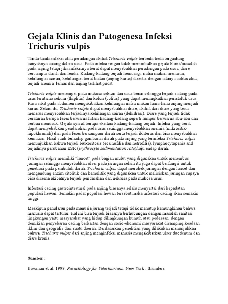 Gejala dan Pengobatan Trichuris Vulpis | PDF | Kesehatan Holistik ...