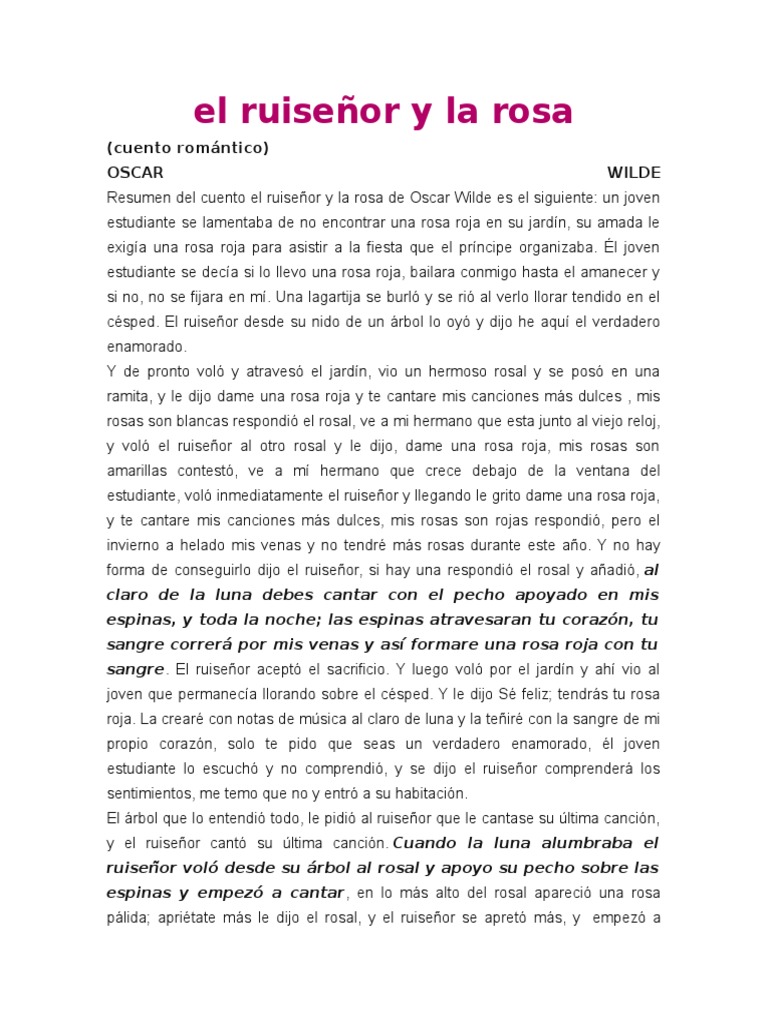 El Ruiseñor y La Rosa | PDF | Rosa | Ocio