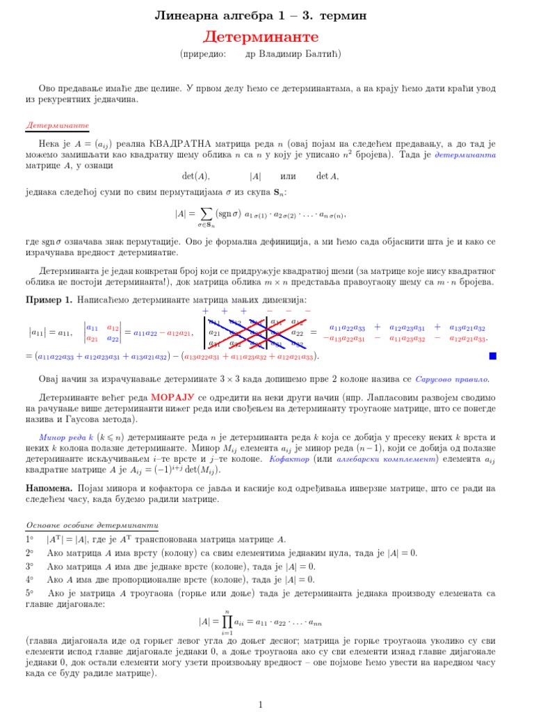 Lin Alg 1 NP 03 - Determinante | PDF