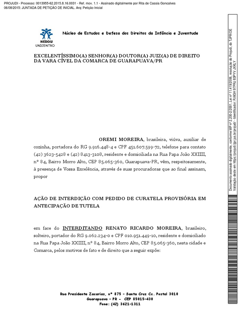 CURATELA | Julgamentos | Prova (Direito)