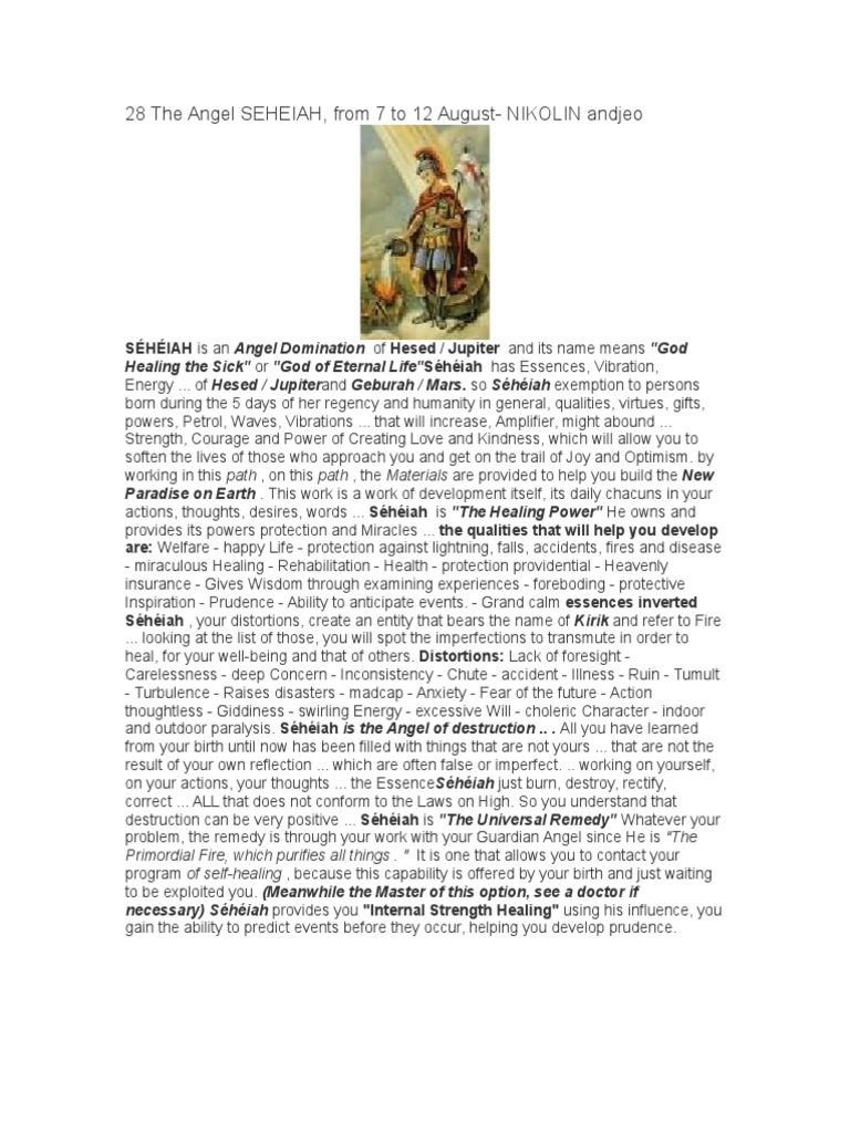 28 the Angel Seheiah | Faith Healing | Religious Belief And Doctrine