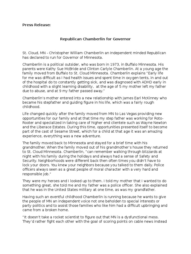 Christopher William Chamberlin | PDF | Government | Politics (General)