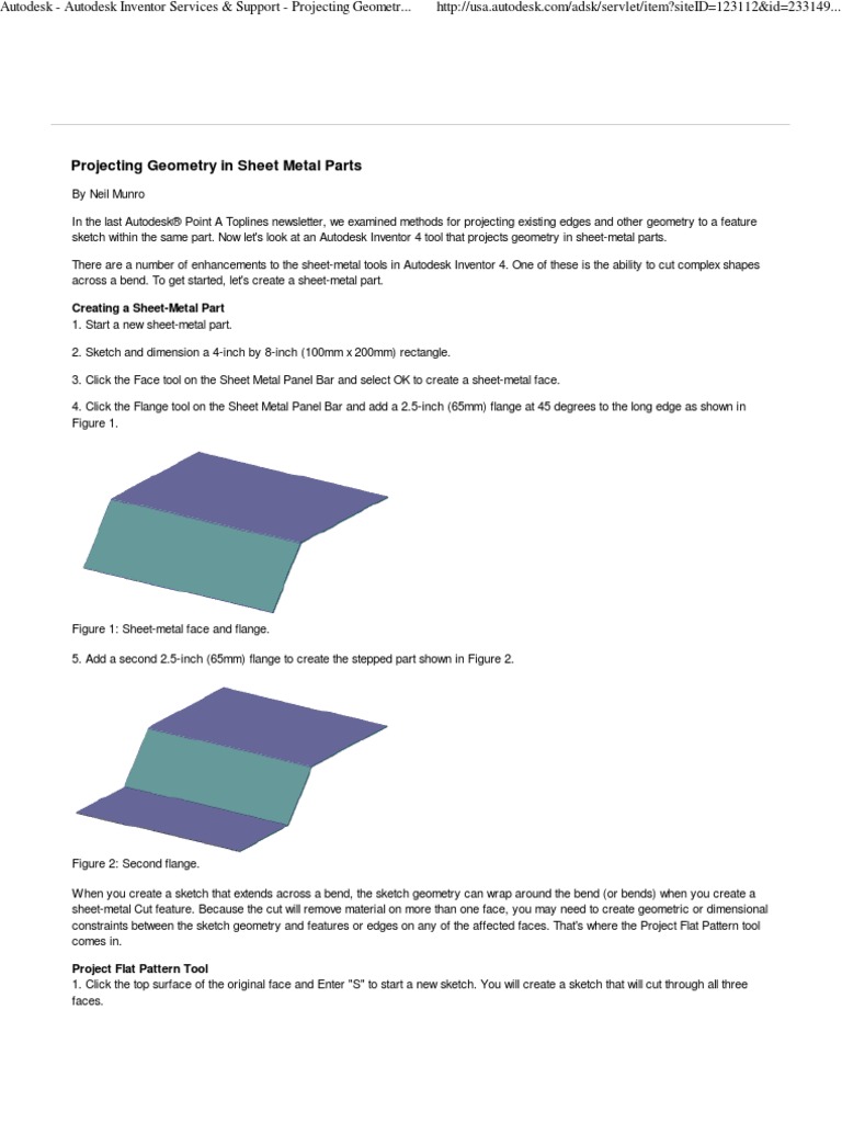 Autodesk Inventor - Projecting Geometry in Sheet Metal Parts | PDF | Projective Geometry | Sheet ...