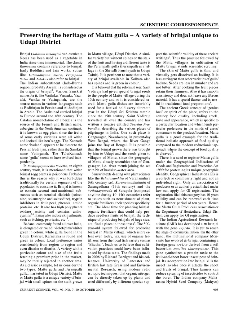 Mattu Gulla Brinjal | PDF | Eggplant | Agriculture