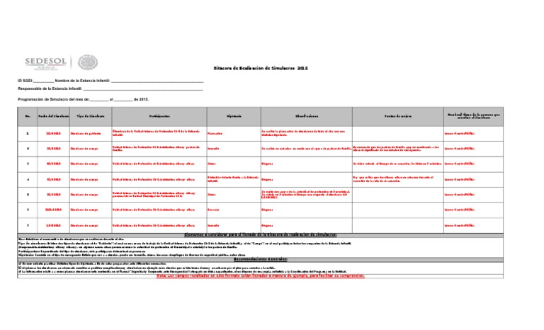 Bitacora Simulacros 2016 | PDF | Simulación | Sicología