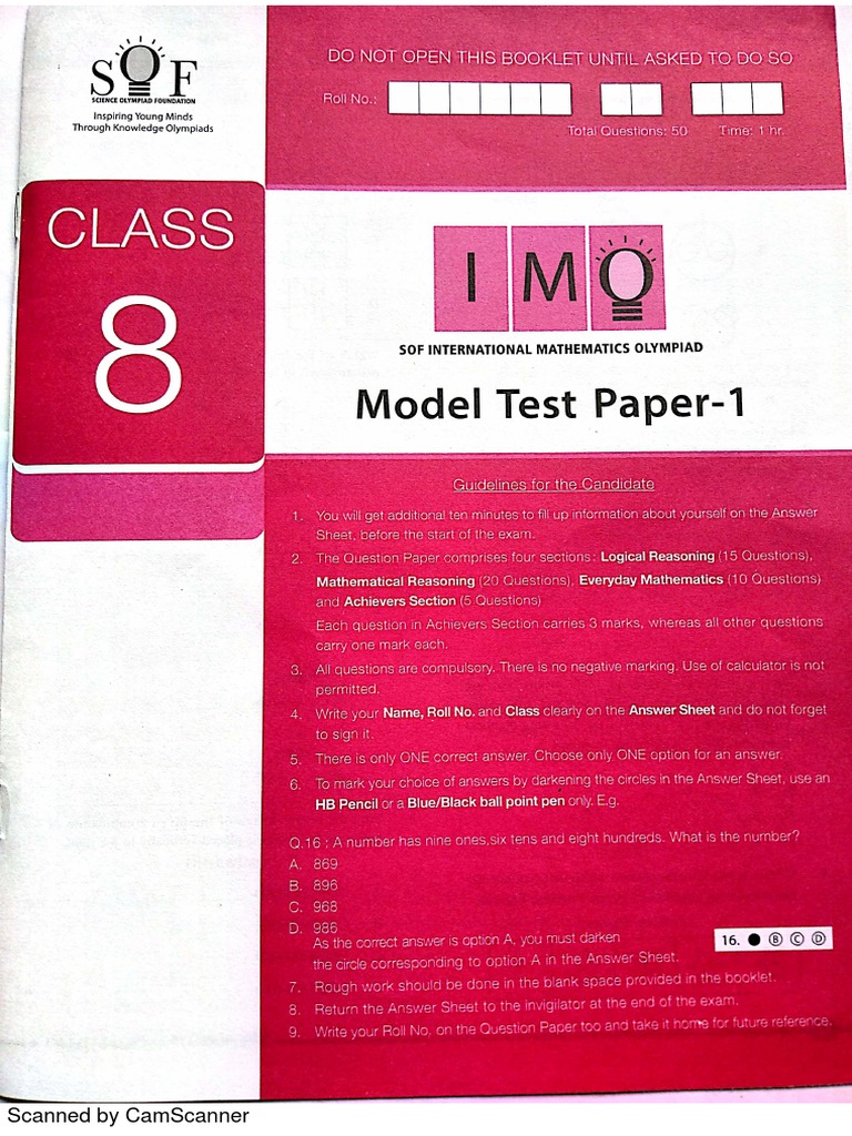 Mtp-1 Imo Class 8 Set B | PDF