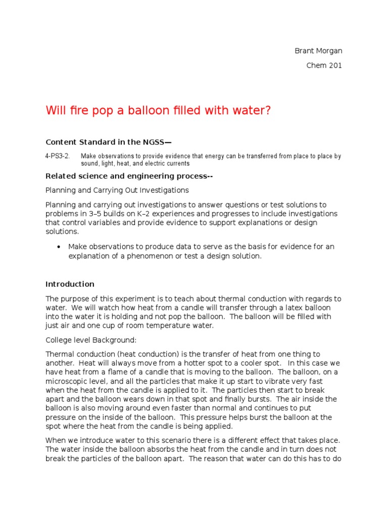 Science Fair Experiment | PDF | Balloon | Heat