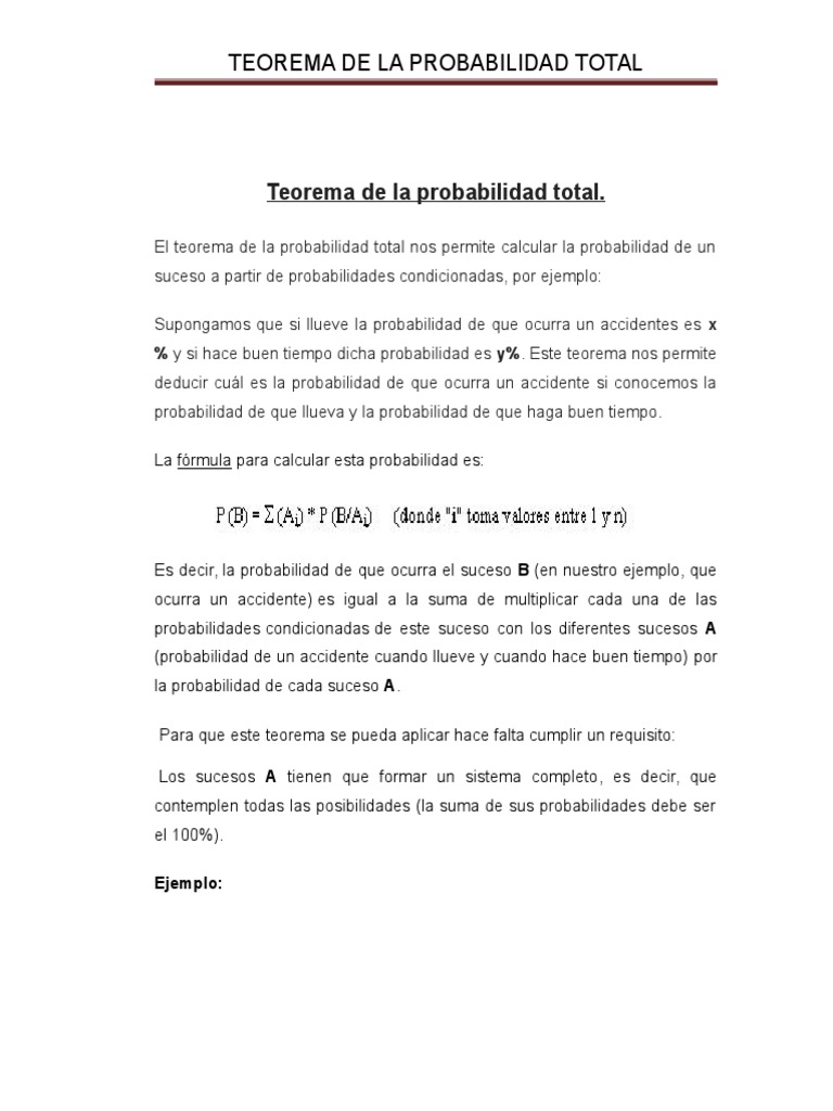 Teorema de La Probabilidad Total | PDF | Probabilidad | Probabilidades y estadísticas