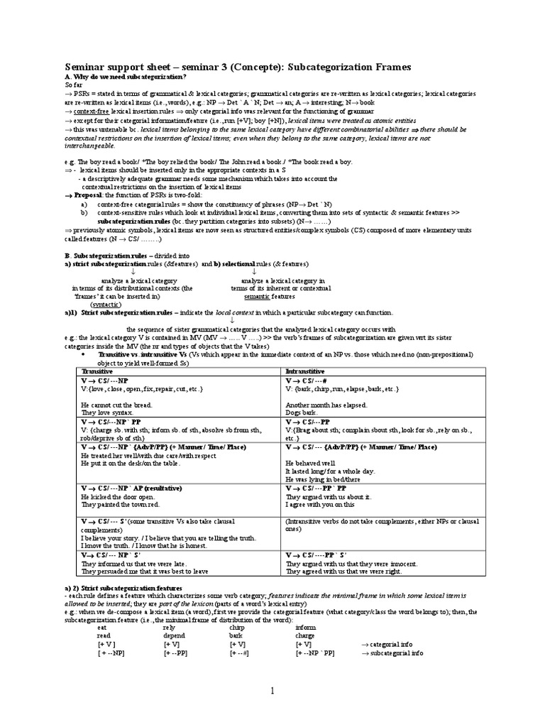 Understanding Subcategorization Frames: Analyzing the Syntactic and Semantic Properties of Verbs ...