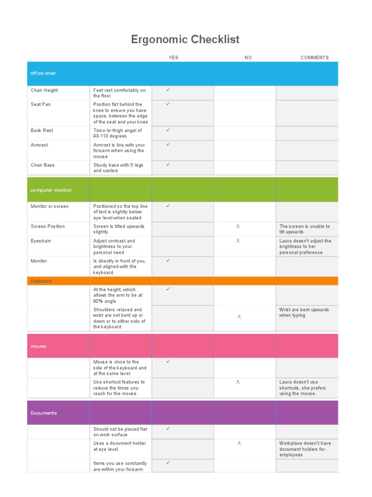 Ergonomic Checklist | PDF | Chair | Computer Keyboard