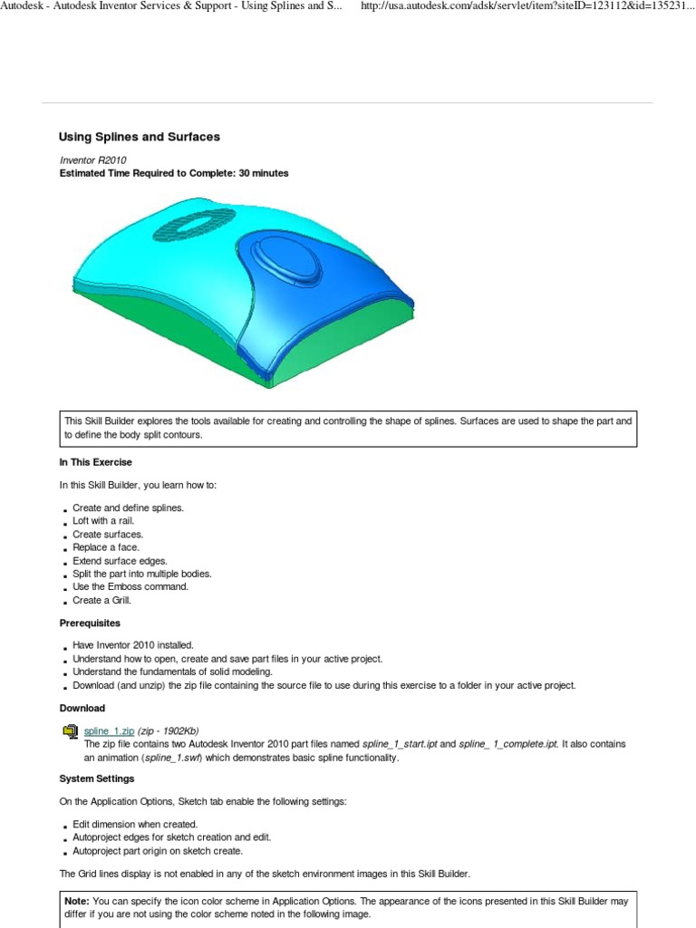 Autodesk Inventor - Using Splines and Surfaces | PDF | Menu (Computing ...