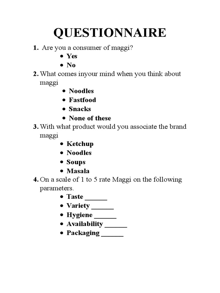 Questionnaire: Maggi | PDF