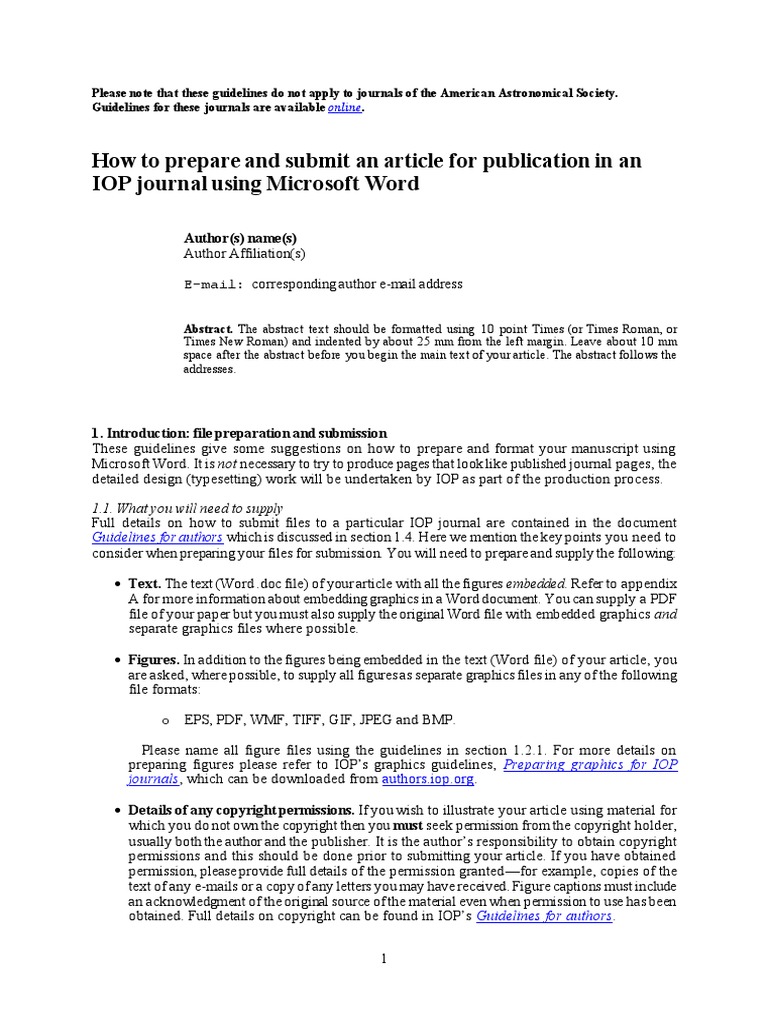 IOP Word Guidelines | PDF | Microsoft Word | Typefaces