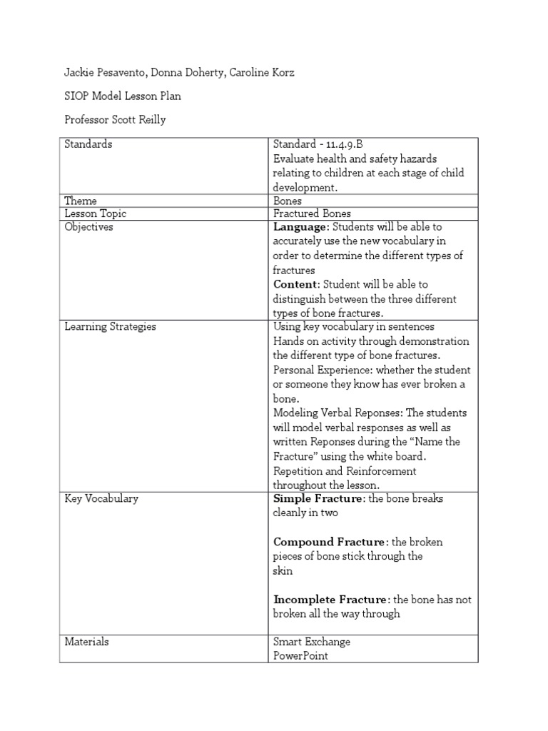 Bone Lesson Plan | PDF
