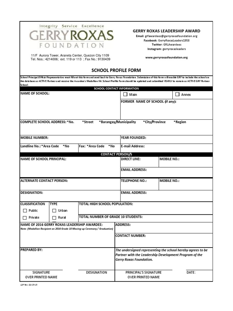 School Profile Form PDF | PDF