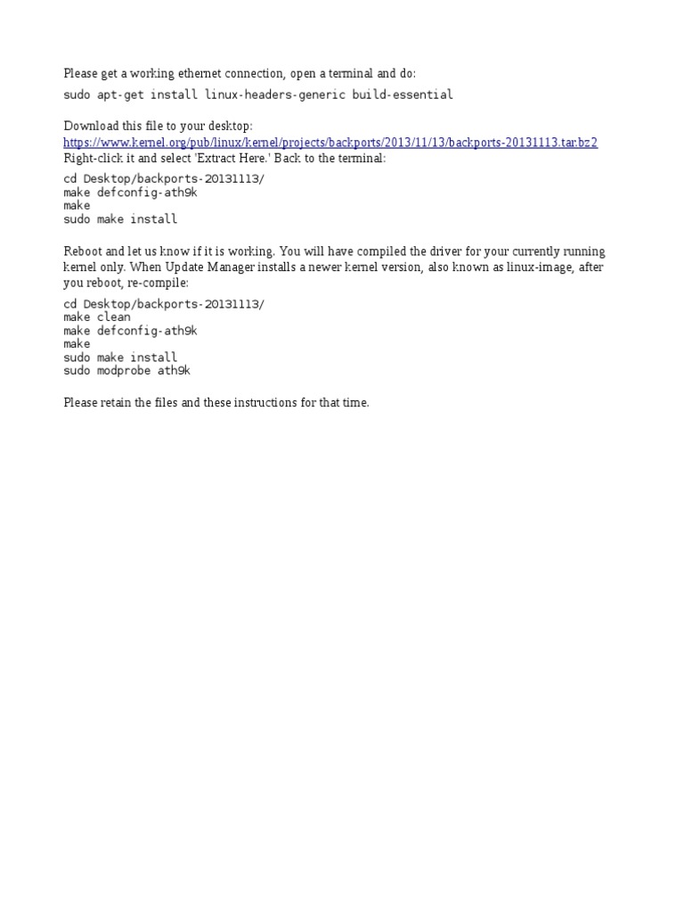 Linux Driver Installation Guide | PDF