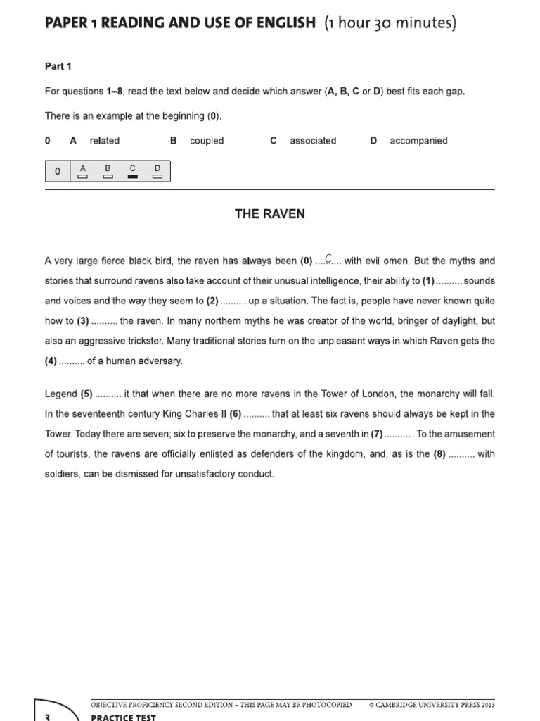 Objective Proficiency Practice Test | PDF