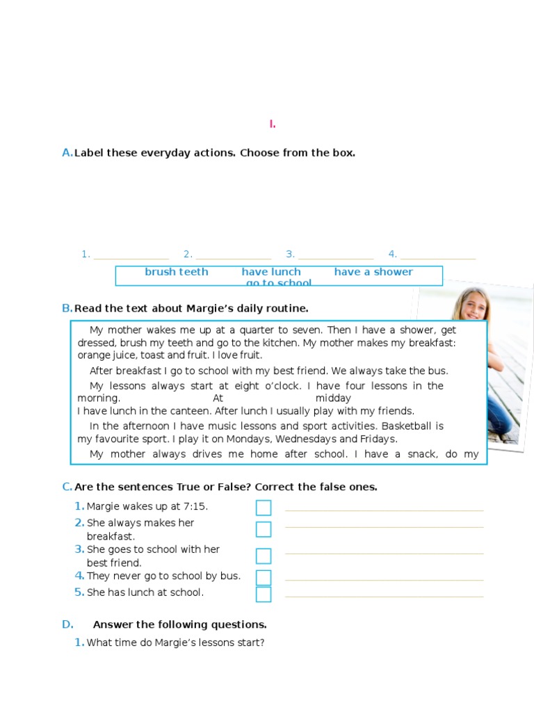 Daily Routine Test | PDF | Lunch | Languages