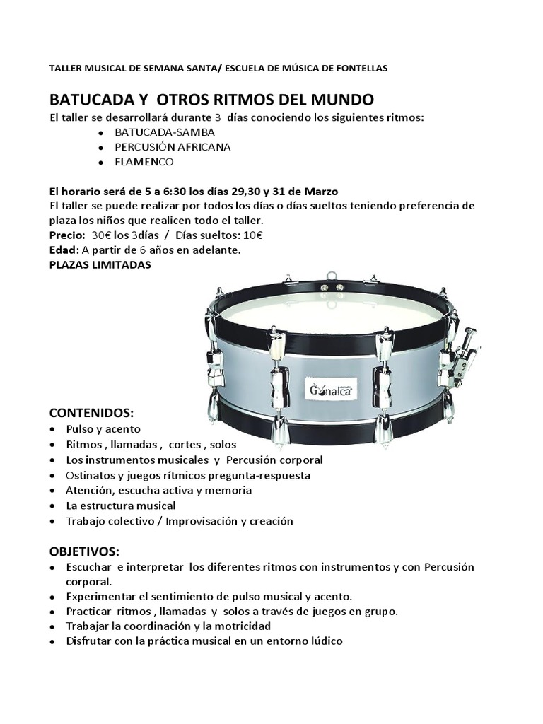 Batucada y Ritmos Del Mundo - Taller de S Santa PDF | PDF