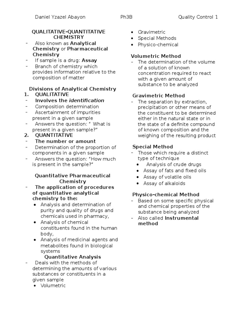 Quality Control Intro | PDF | Titration | Chemistry