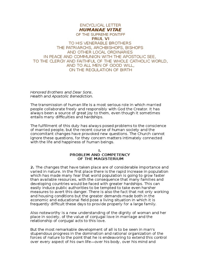 Encyclical Letter | PDF | Catholic Church | Marriage
