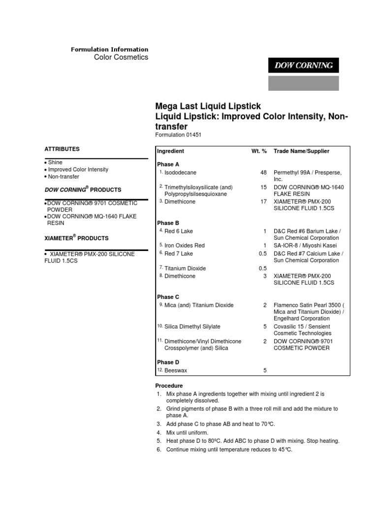 FORMUL 01451 Lipstick-Formulation | PDF