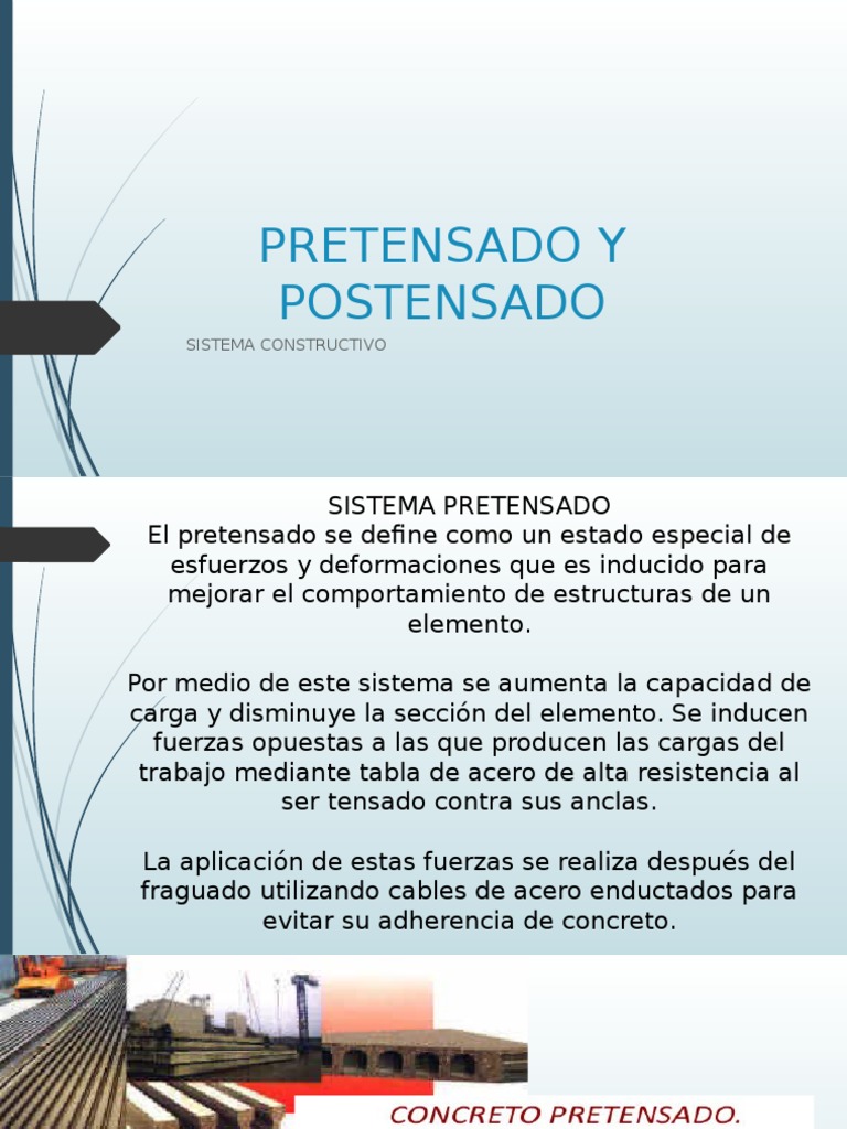 Pretensado y Postensado | PDF | Hormigón pretensado | Ingeniería de ...