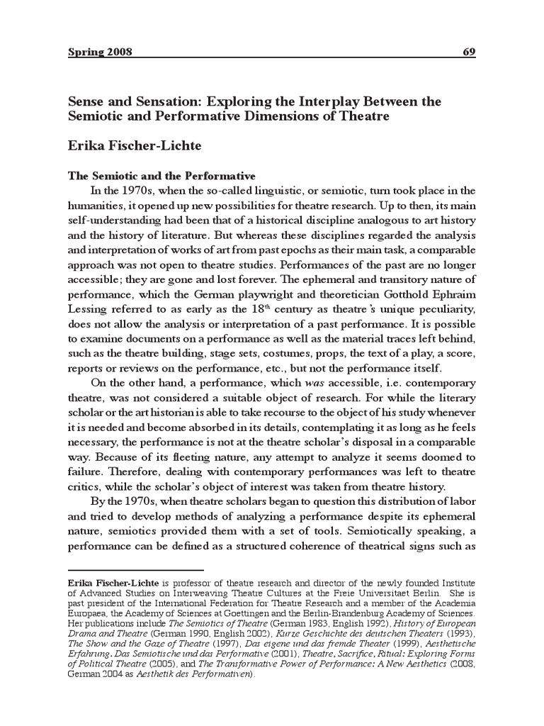 Erika Fischer Lichte | PDF | Perception | Semiotics