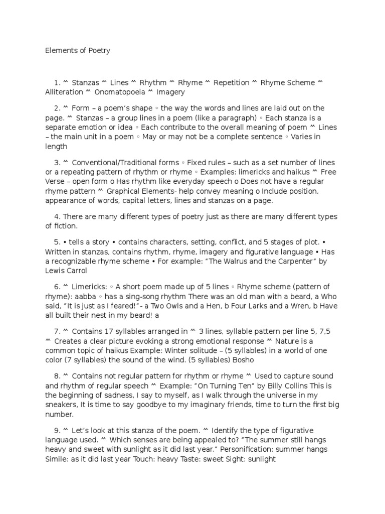 Key Elements of Poetry Explained | PDF | Rhyme | Poetry