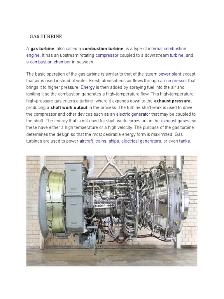 Gas Turbine: Internal Combustion Engine Compressor Turbine Combustion ...