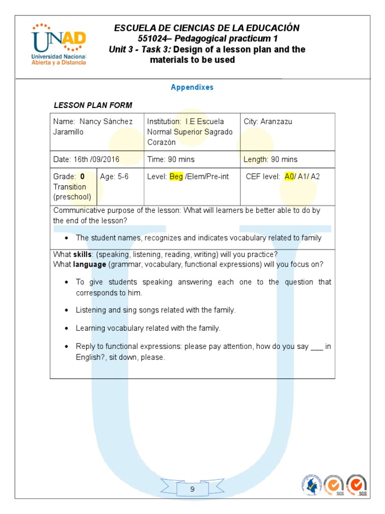 Lesson Plan Family | PDF | Lesson Plan | Vocabulary