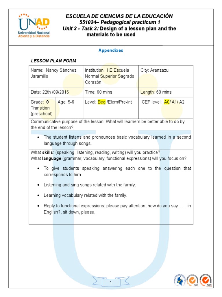 LESSON PLAN Finger Family | PDF